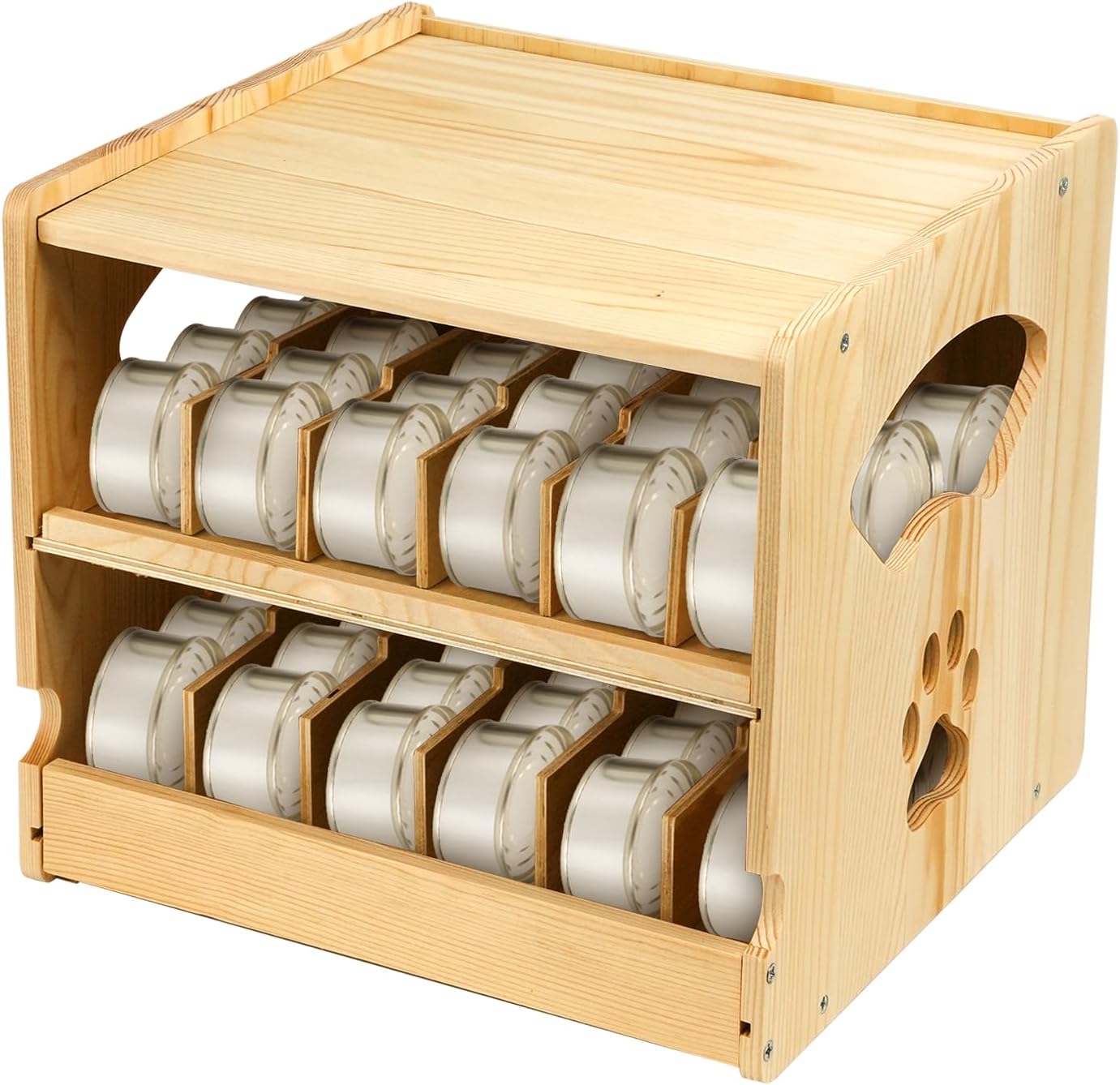 Amazon.com: Transni Cat Food Storage Organizer - 2 Tier Stackable Wood ...