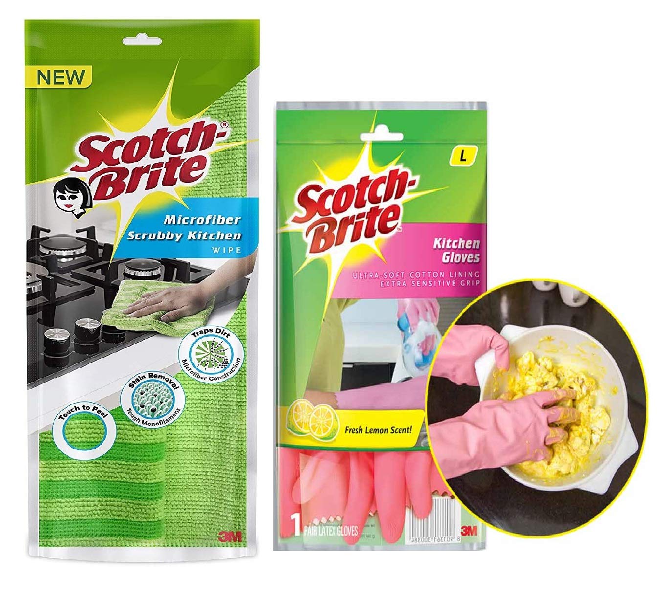 Scotch-Brite Microfiber Scrubby Kitchen Wipe, 36x30cm and Kitchen ...
