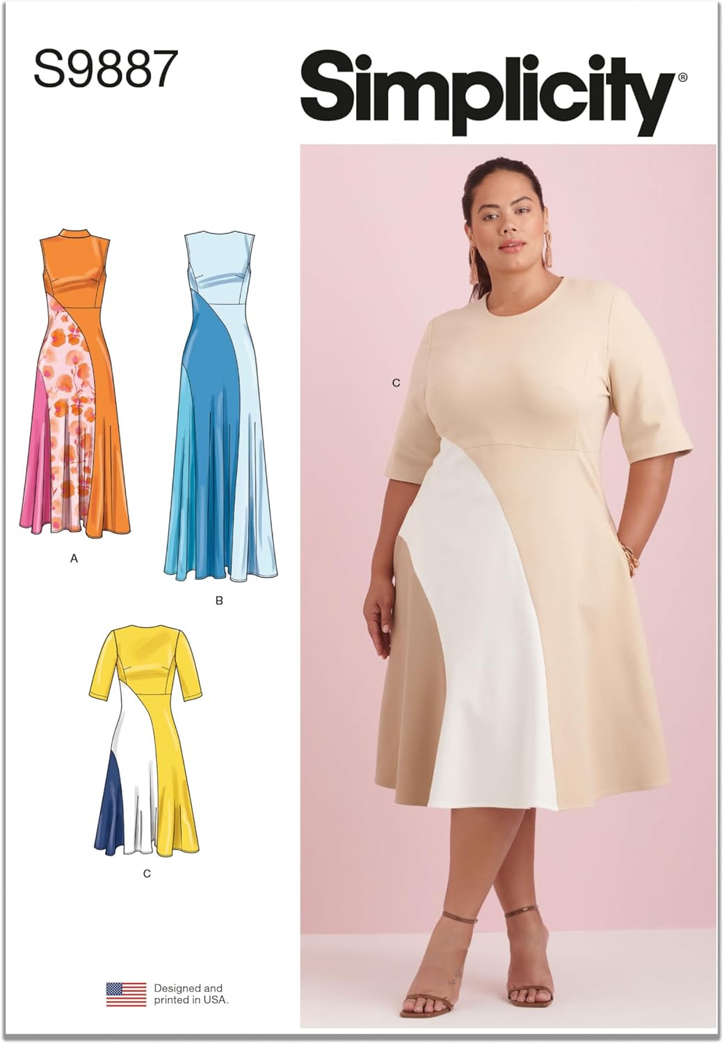 Amazon.com: Simplicity Women's Fitted Color Block Dress Sewing Pattern ...