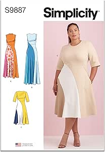Amazon.com: Simplicity Women's Fitted Color Block Dress Sewing Pattern ...