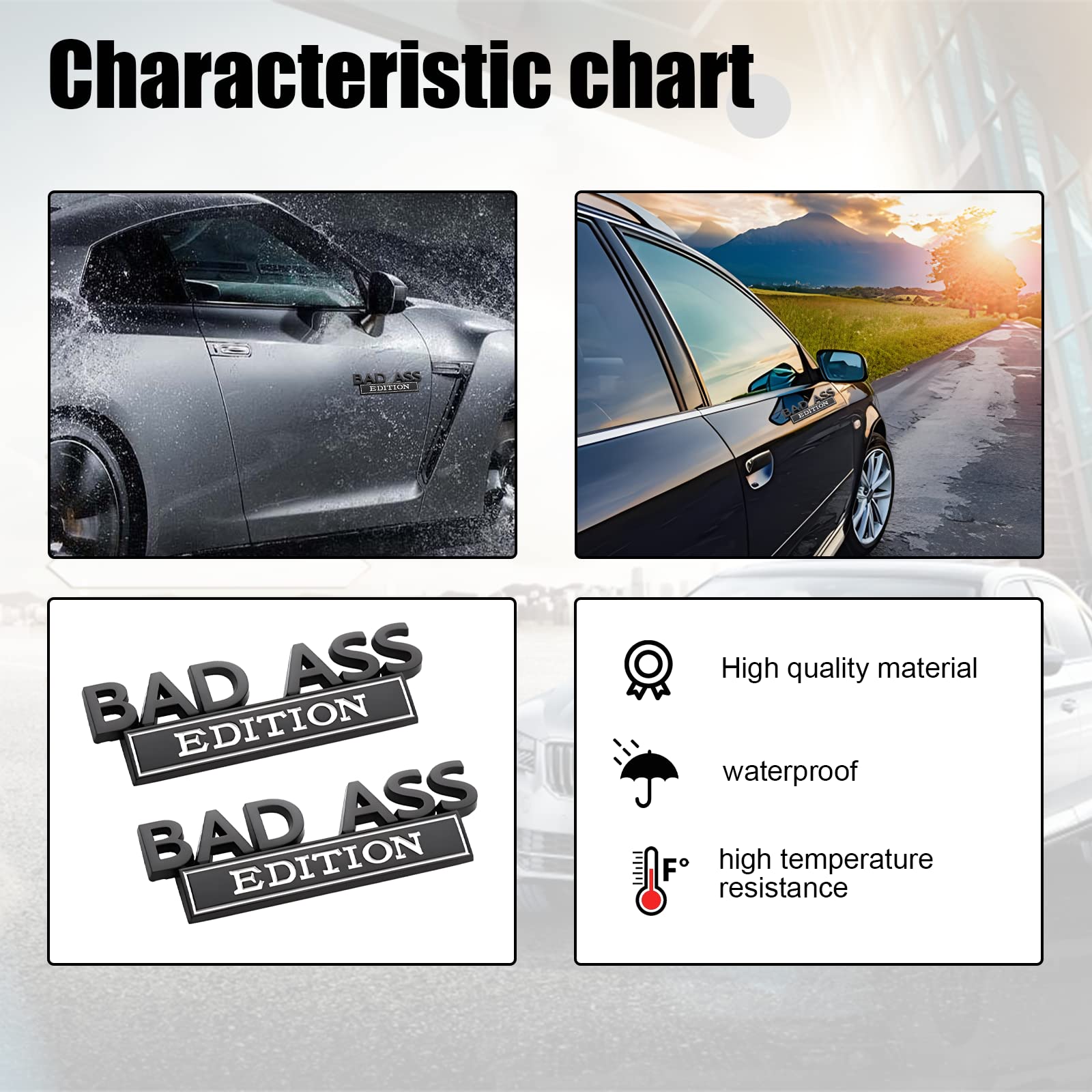 Snapklik.com : 2Pcs Car Bad Ass Edition Emblem, Car Truck 3D Fender ...