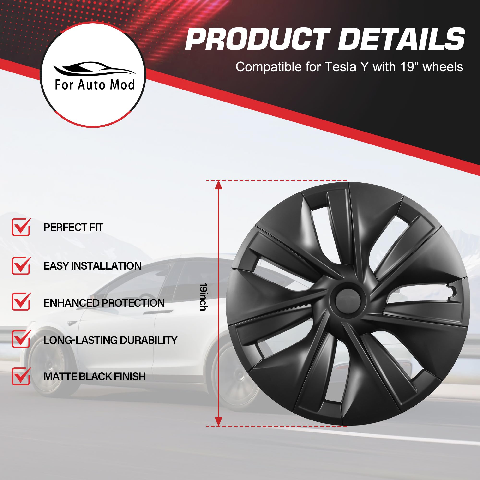 Snapklik.com : FORAUTOMOD Wheel Covers 19 Inch For Tesla Model Y 2024 ...