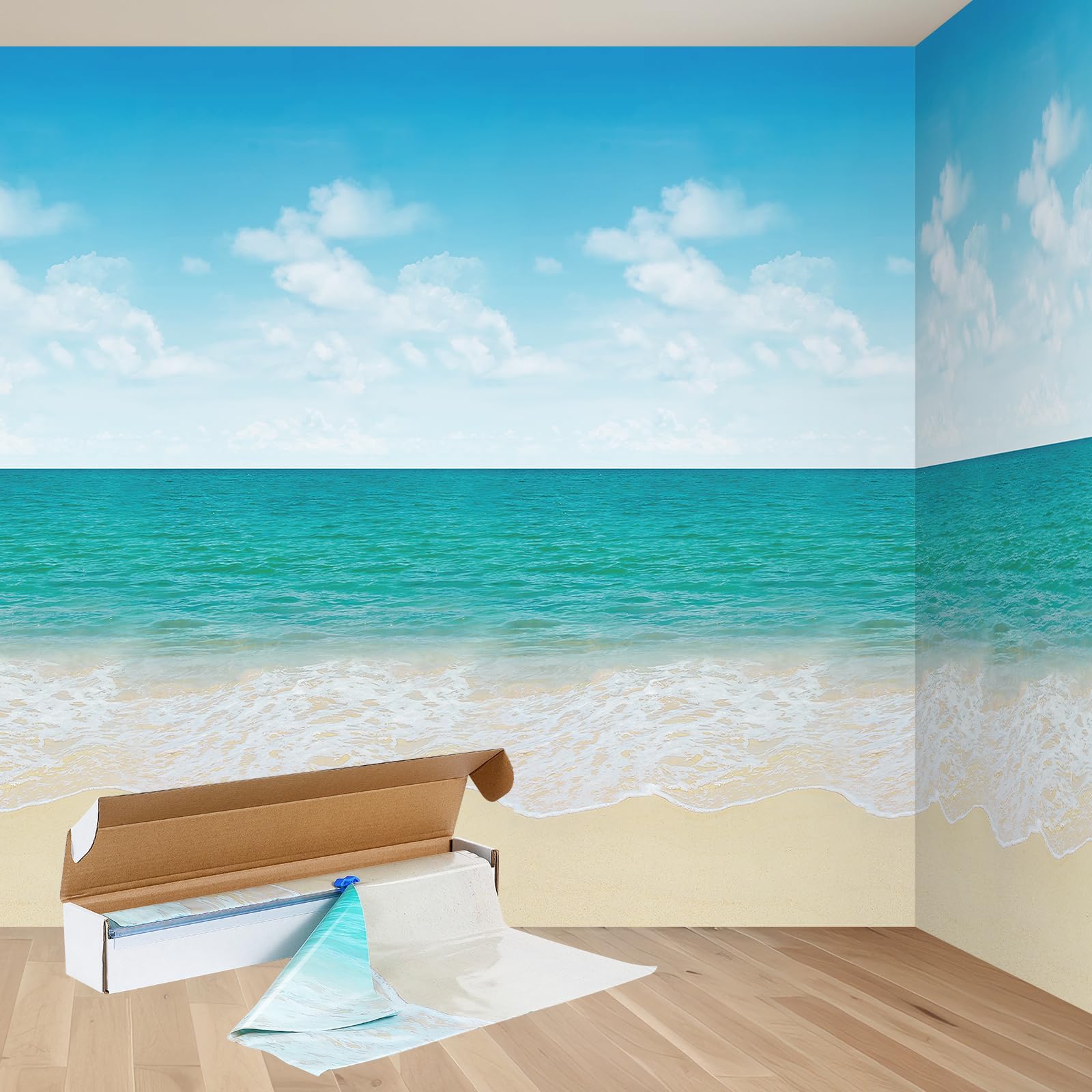 Amazon.com : 4.5x33 Ft Ocean and Beach Wall Backdrop Decorations,Roll ...