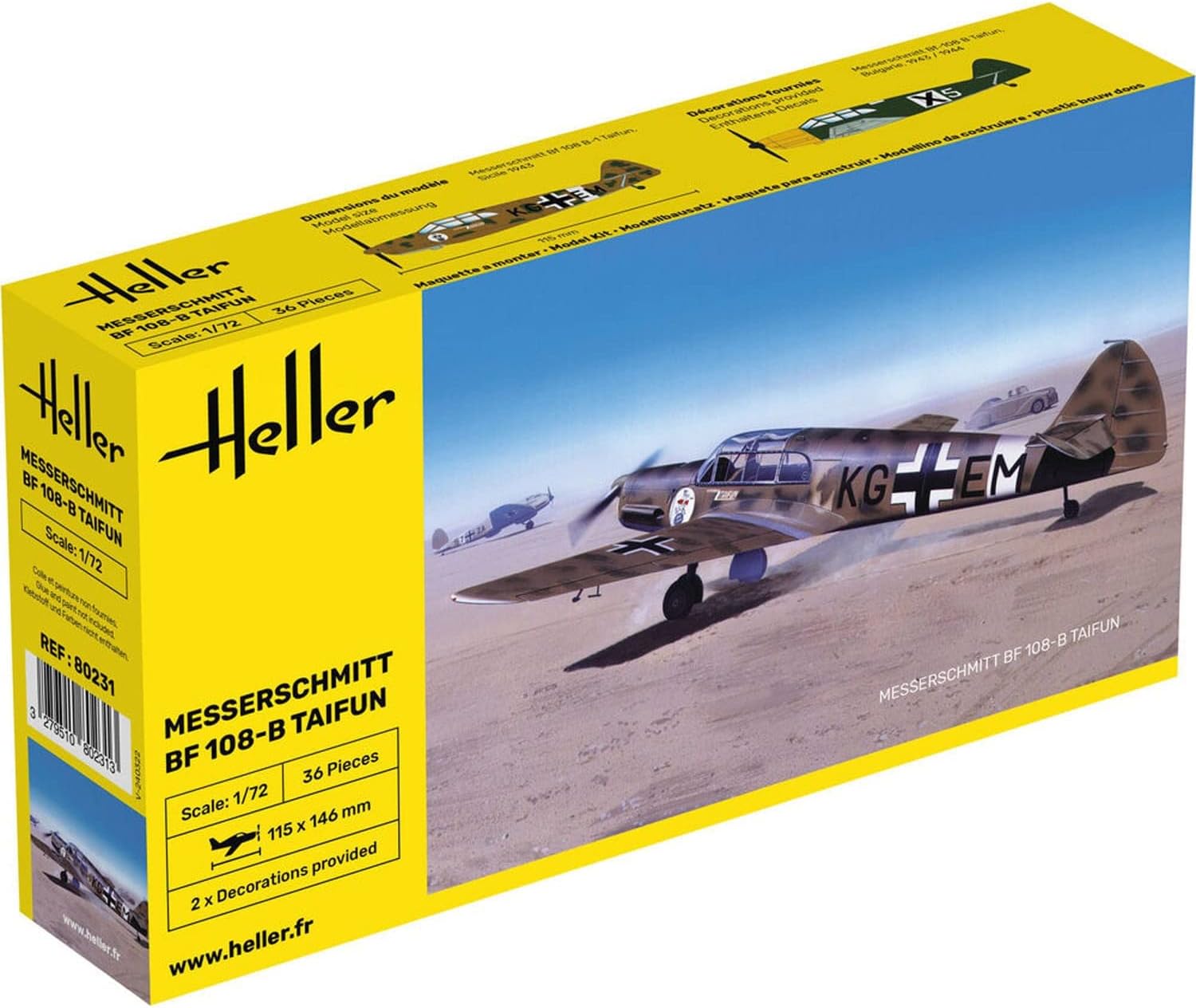 Heller Messerschmitt 108B Taifun Airplane Model Building Kit, Aircraft ...
