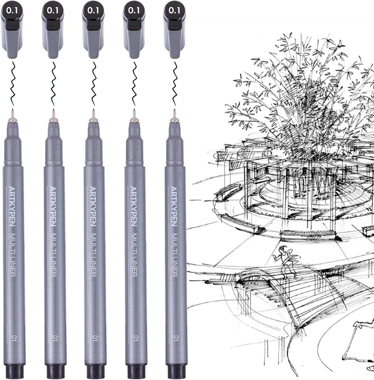 Amazon.com : Micro Fineliner Drawing Art Pens: 5 Pack 0.25 mm Black ...