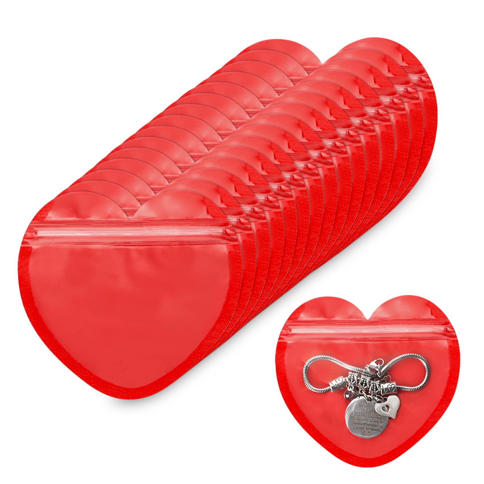 Amazon.com: 100 Pcs Heart-Shaped Jewelry Bags Small Jewelry Bags Red ...