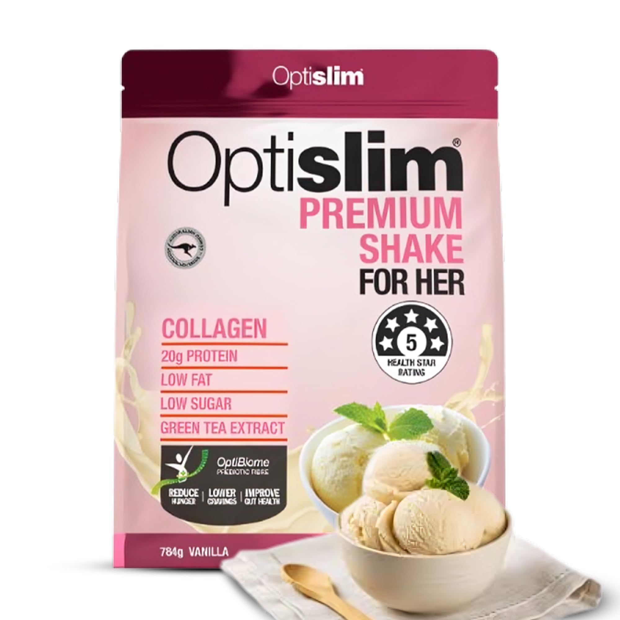 Optislim Premium Shake For Her with Collagen - 20g Protein Powder Shake ...