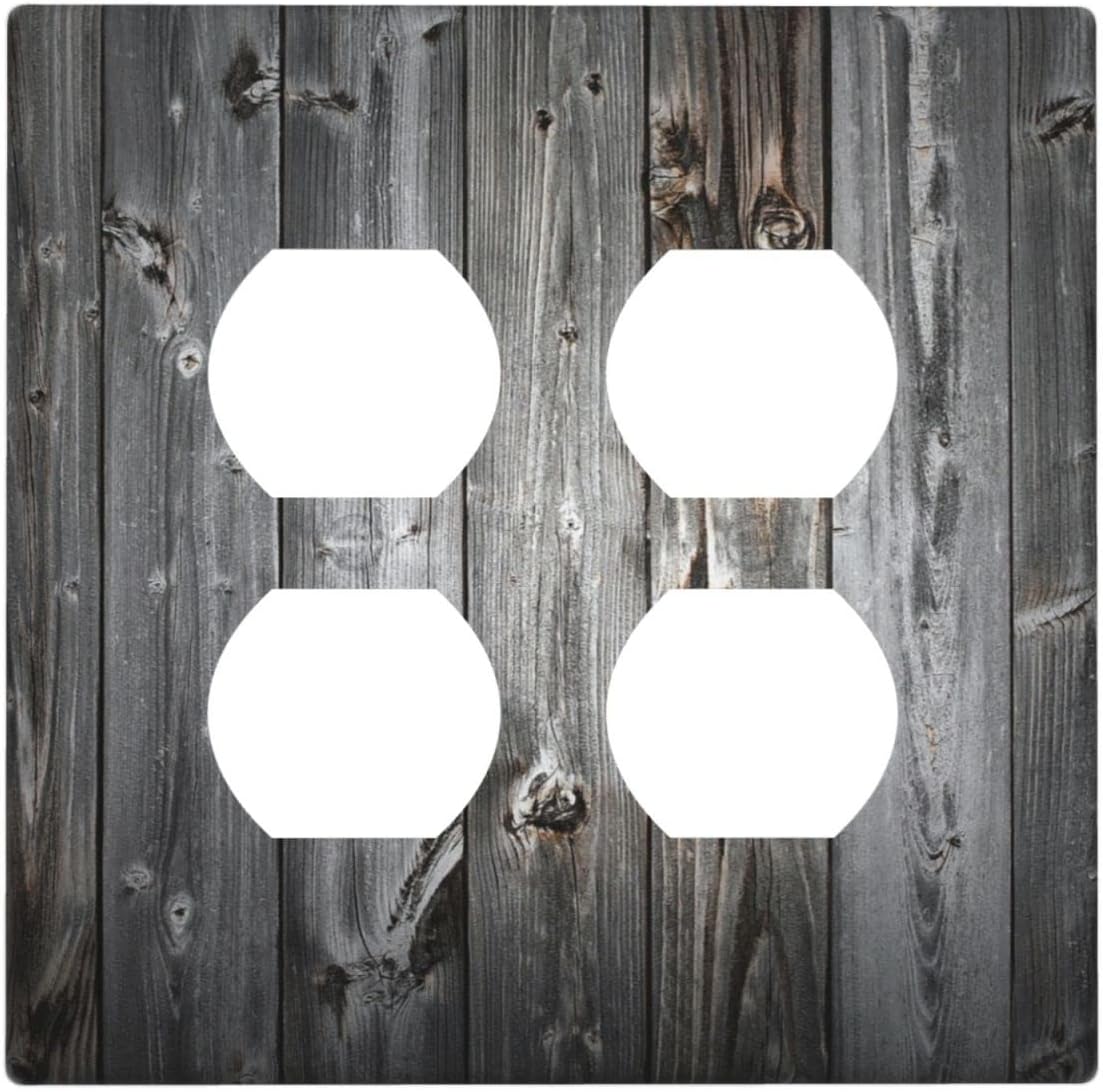 Farmhouse Gray Wood Texture Pattern Double Wall Plate Cover for ...