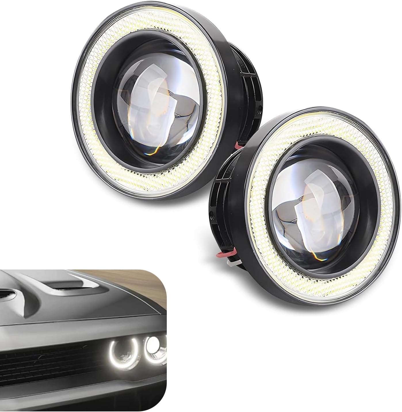 Amazon.com: Teybouk 2 PCS Car Angel Eye Fog Light, Waterproof Fish Eye ...