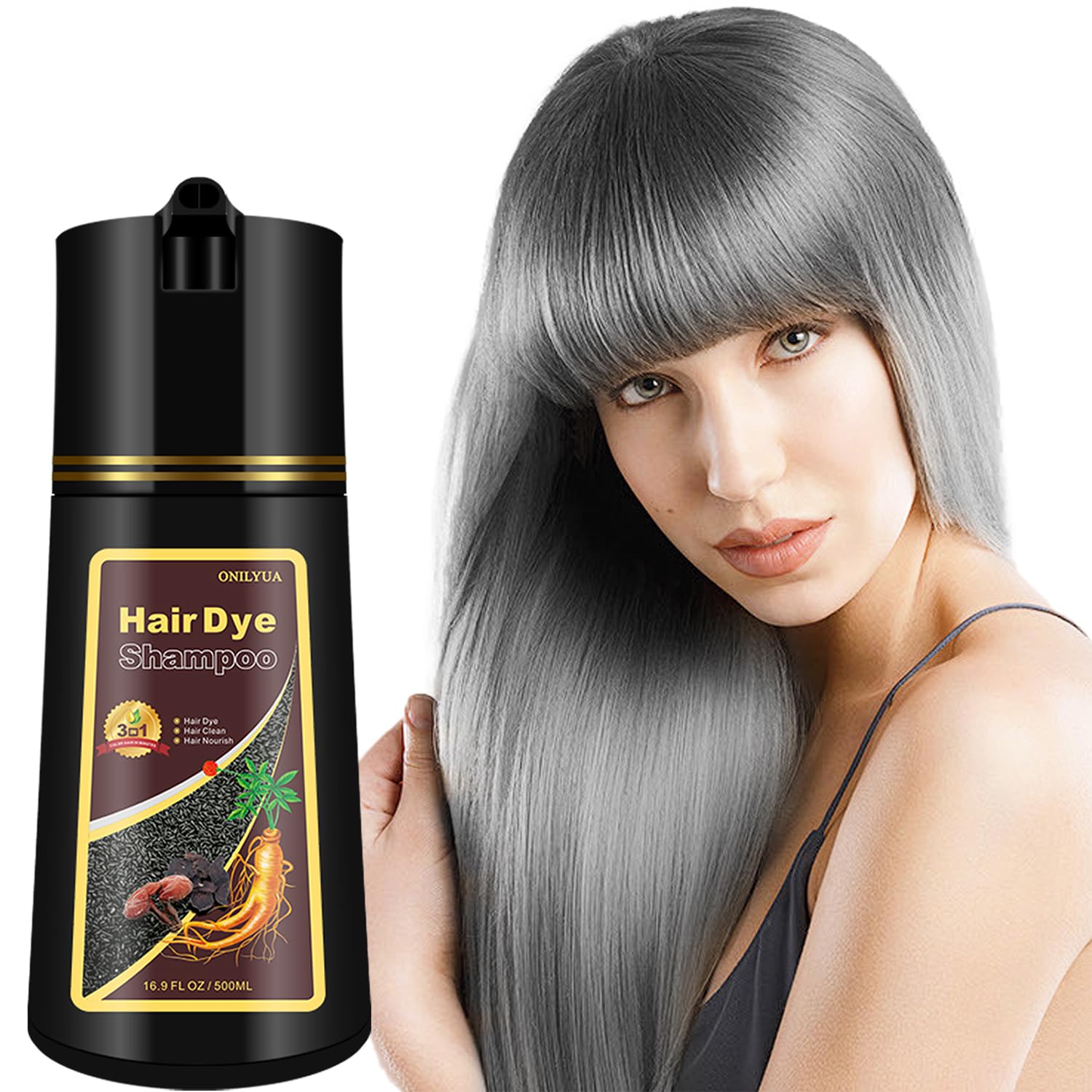 Amazon.com : Natural Silver Gray Hair Coloring Shampoo 3 in 1 - For Men ...