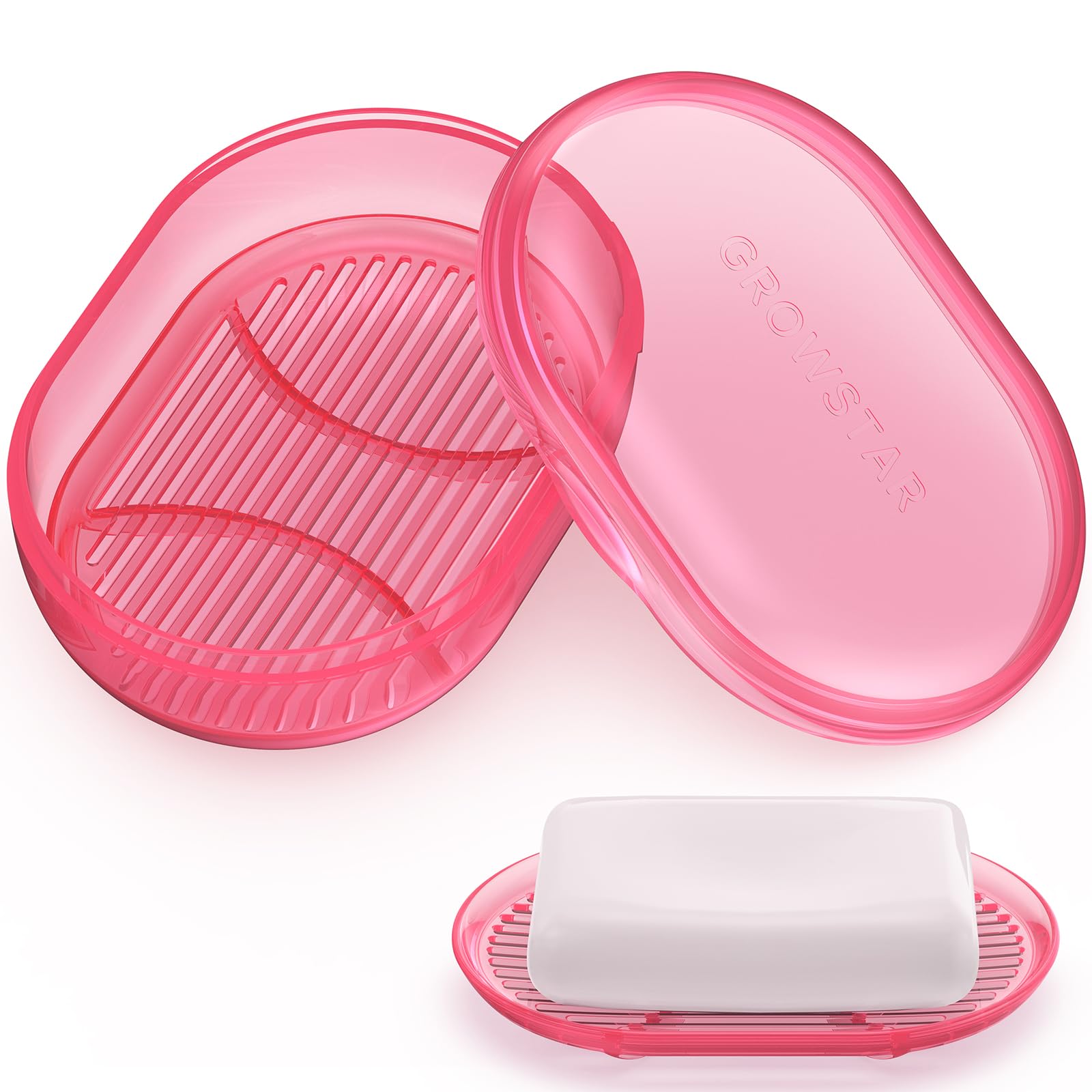 Amazon.com: Clear-Pink Soap Holder, Travel Soap Container, Portable ...
