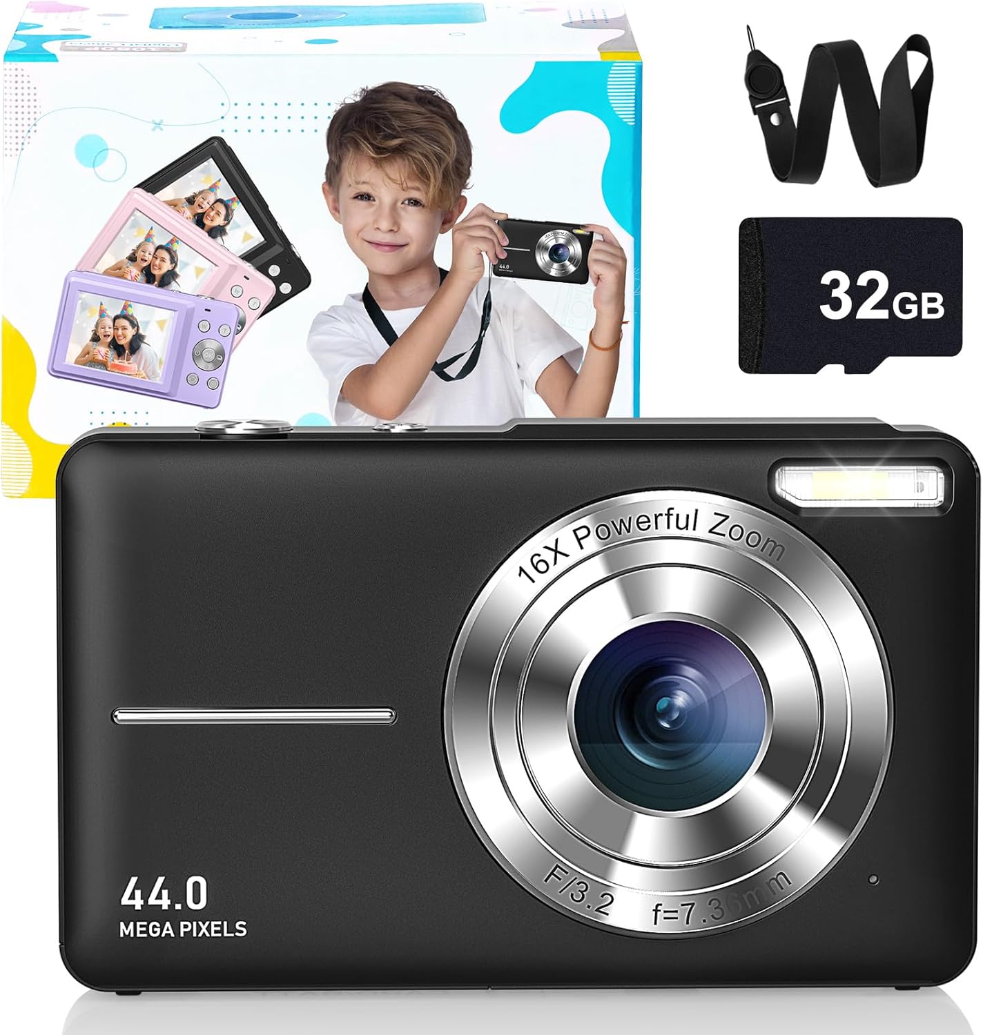 Zostuic Black Pocket Digital Camera for Photography and Video with 32G ...