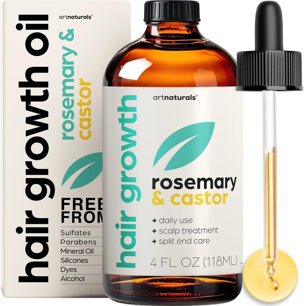 Amazon.com: Artnaturals Organic Rosemary Castor Hair Oil + Massager ...
