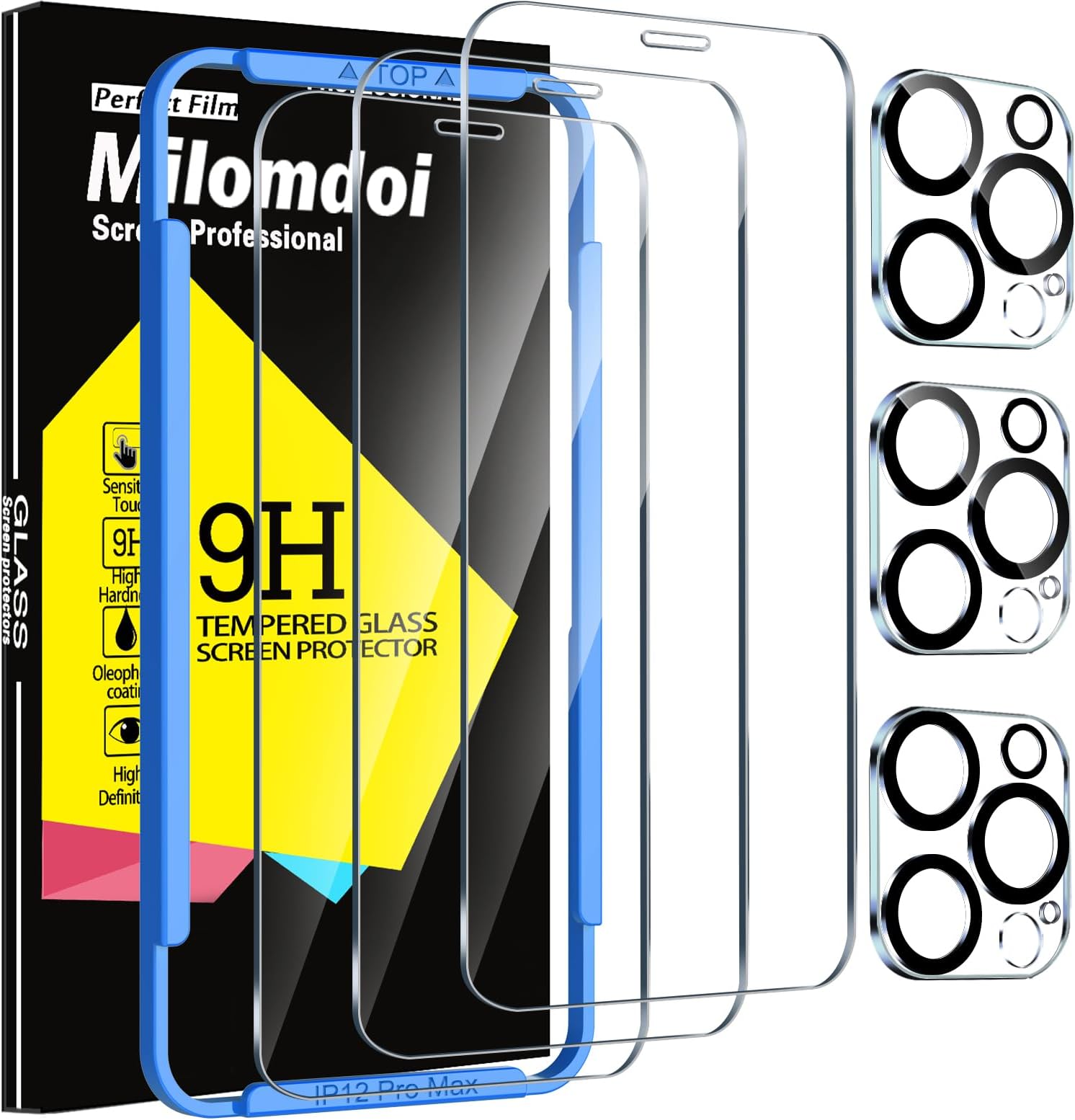 Amazon.com: Milomdoi 3 Pack Screen Protector for Apple iPhone 12 Pro ...