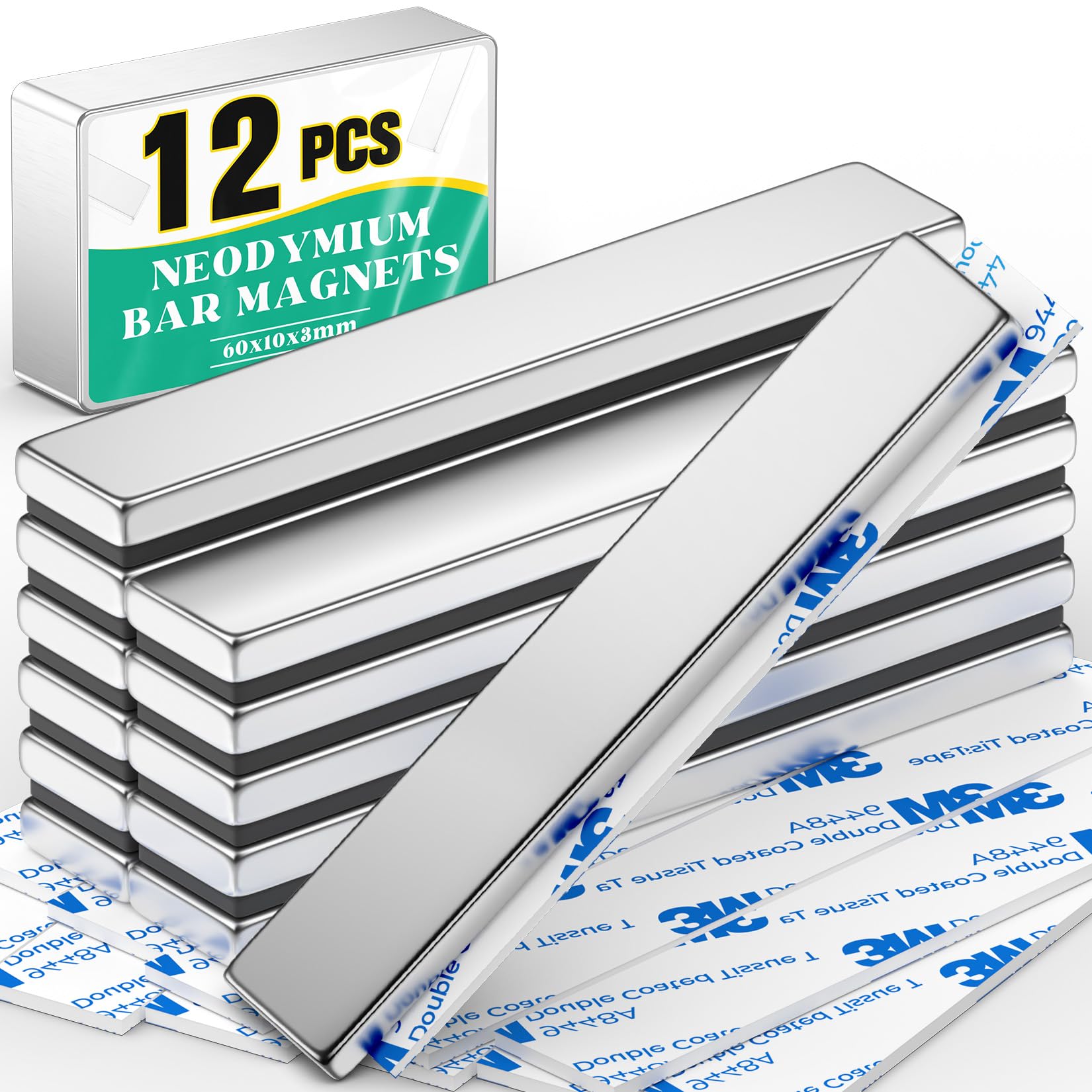 Snapklik.com : Junarter 12 Pcs Bar Magnets, 60x10x3mm Thin Magnet Bar ...