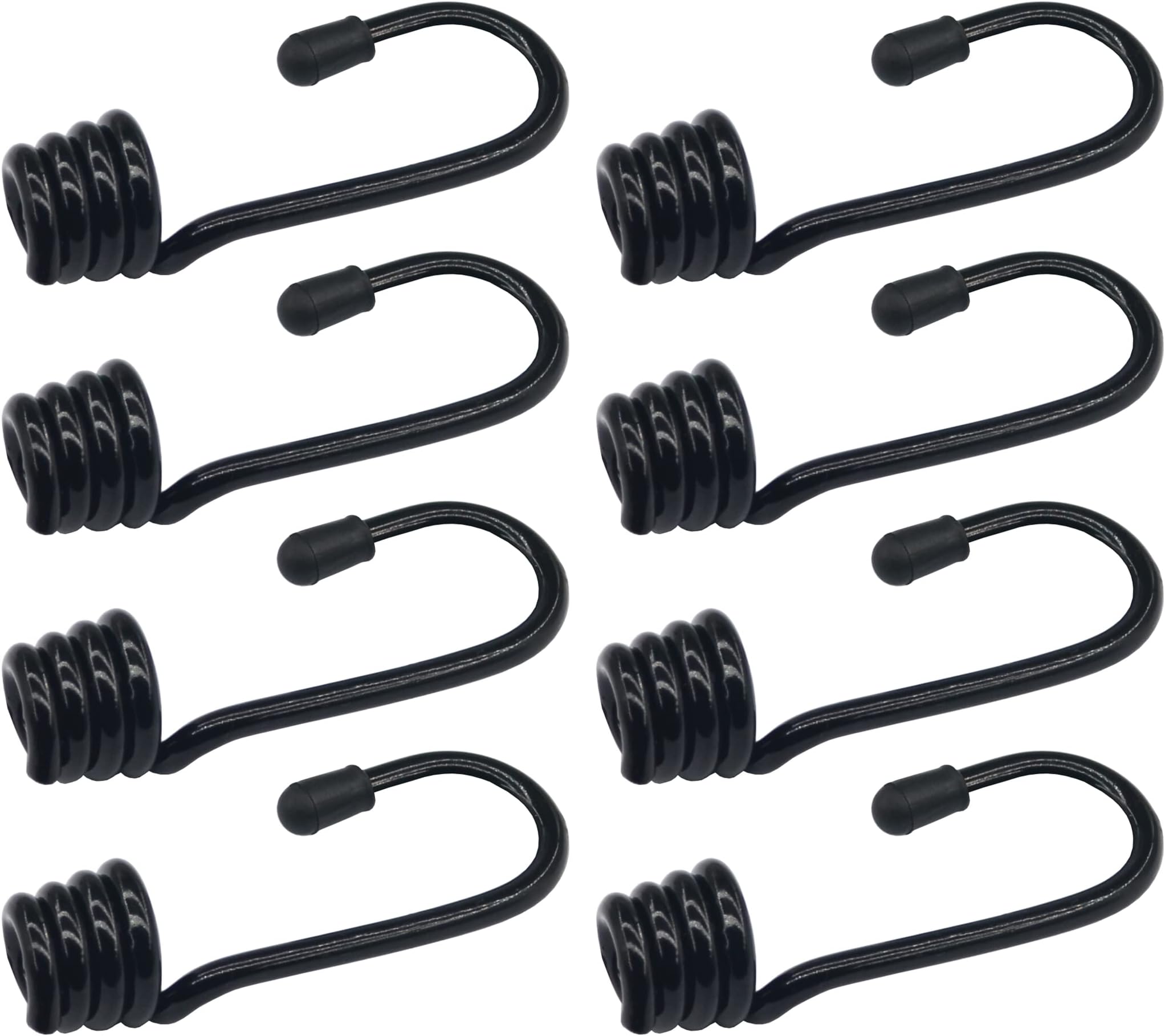 Yingcen 20 Pcs Black Shock Cord Hook 6 mm, Plastic Coated Spiral Bungee ...
