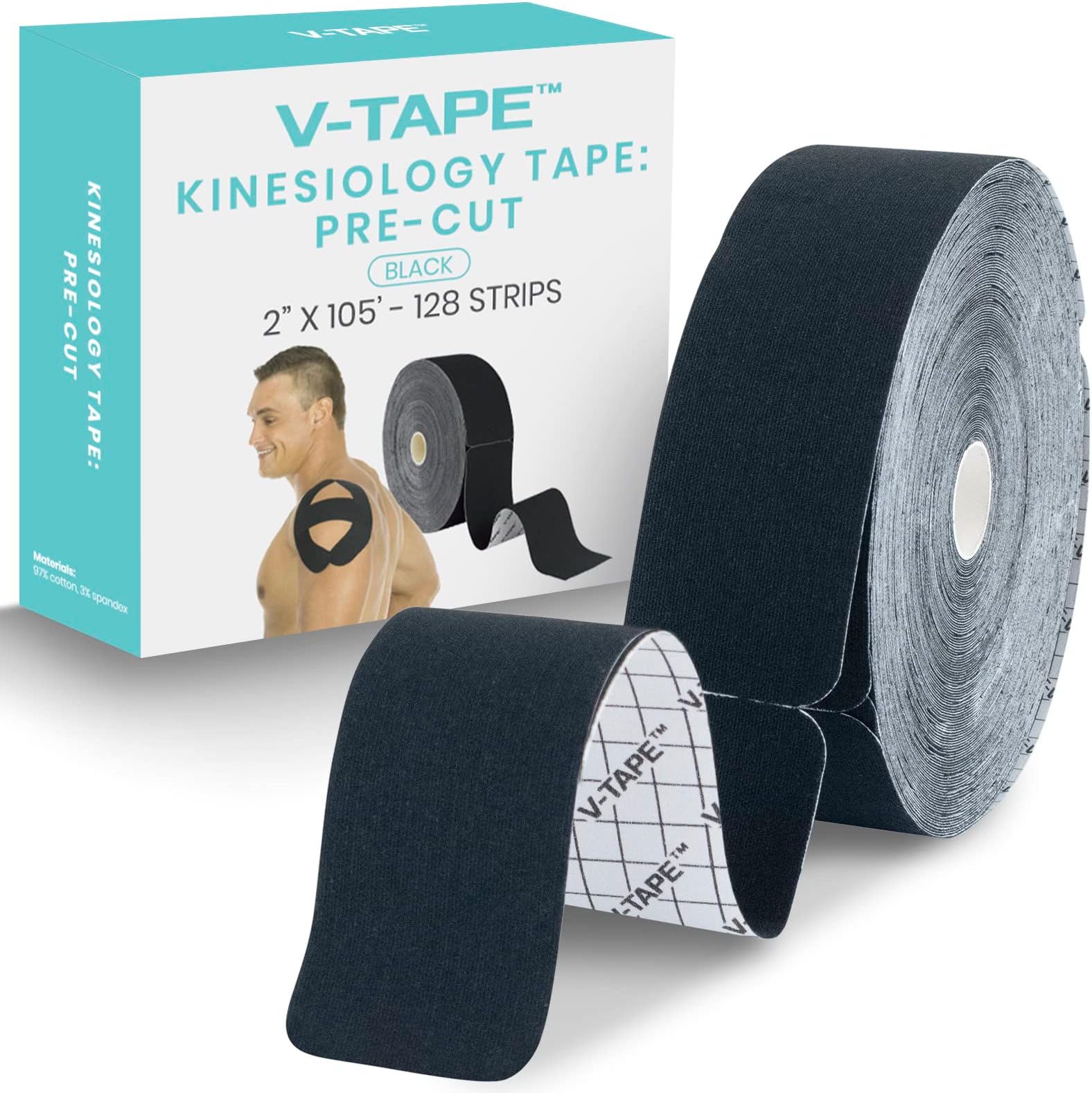 Amazon.com: Vive Kinesiology Tape Roll - Kt Tape Precut Strips (2" x ...