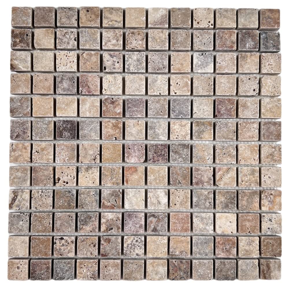 Tumbled Travertine Mosaic Tile Backsplash