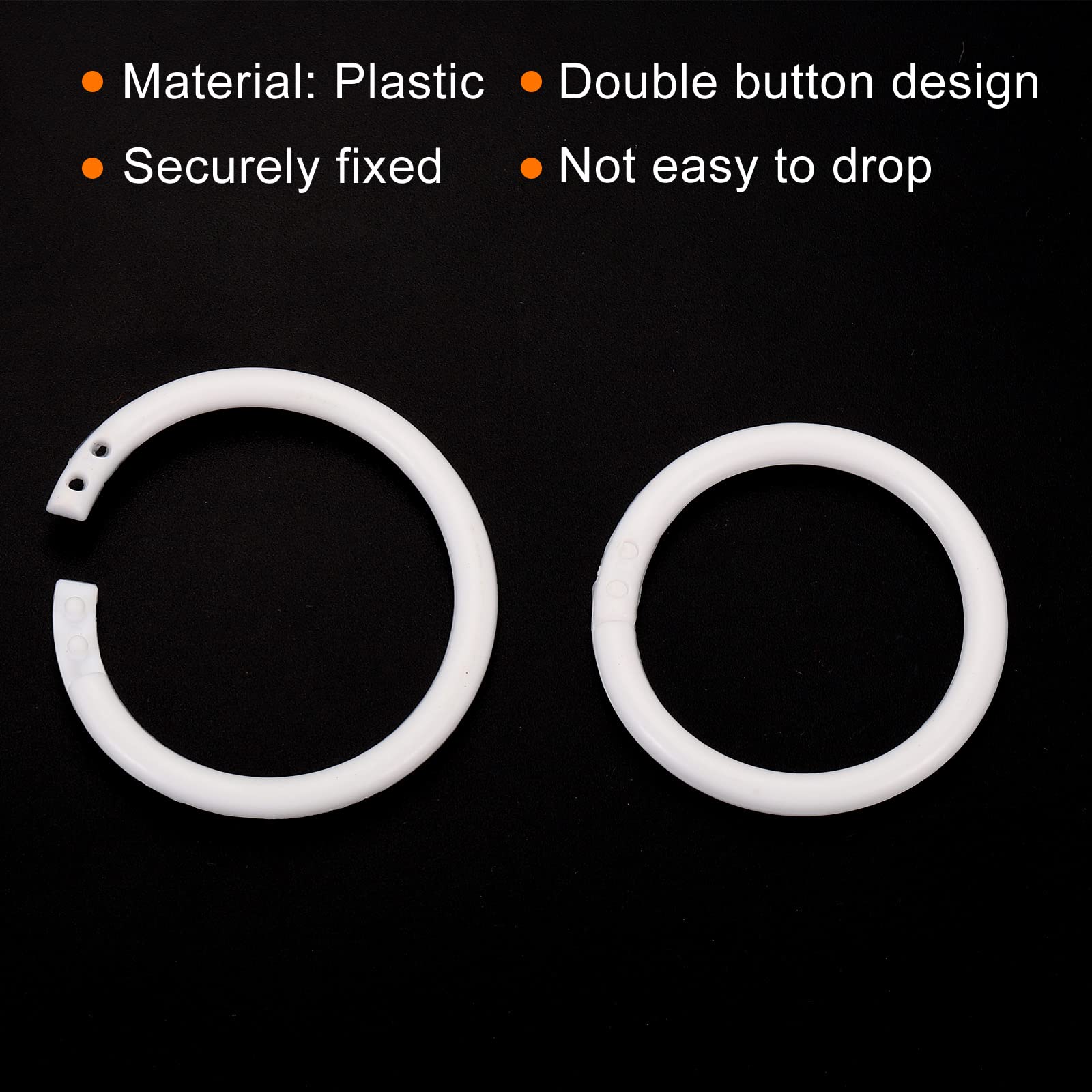 PATIKIL 2″ OD 1.6″ ID Loose Leaf Rings, 100 Pack Binder Ring Plastic O ...