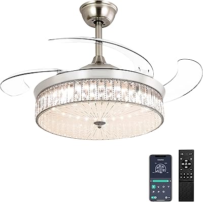 Artika Edwin 25"" LED Chandelier Ceiling Fan, Silver - Amazon.com