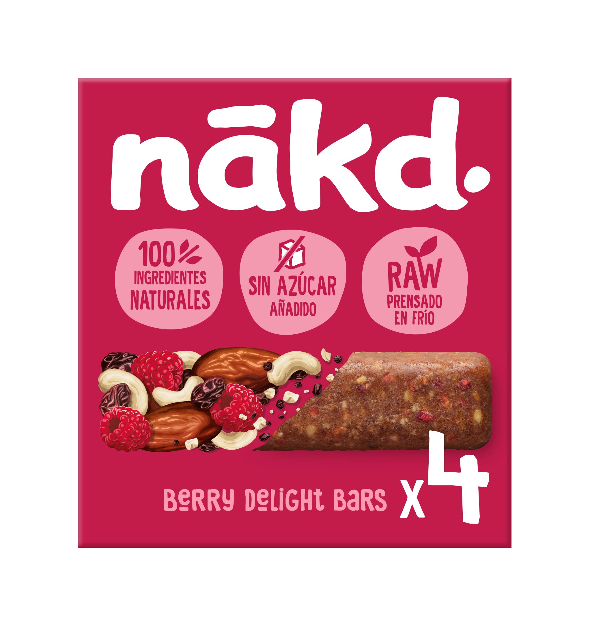 Nākd. Berry Delight - Barritas Raw de Fruta y Frutos Secos - 100% ...