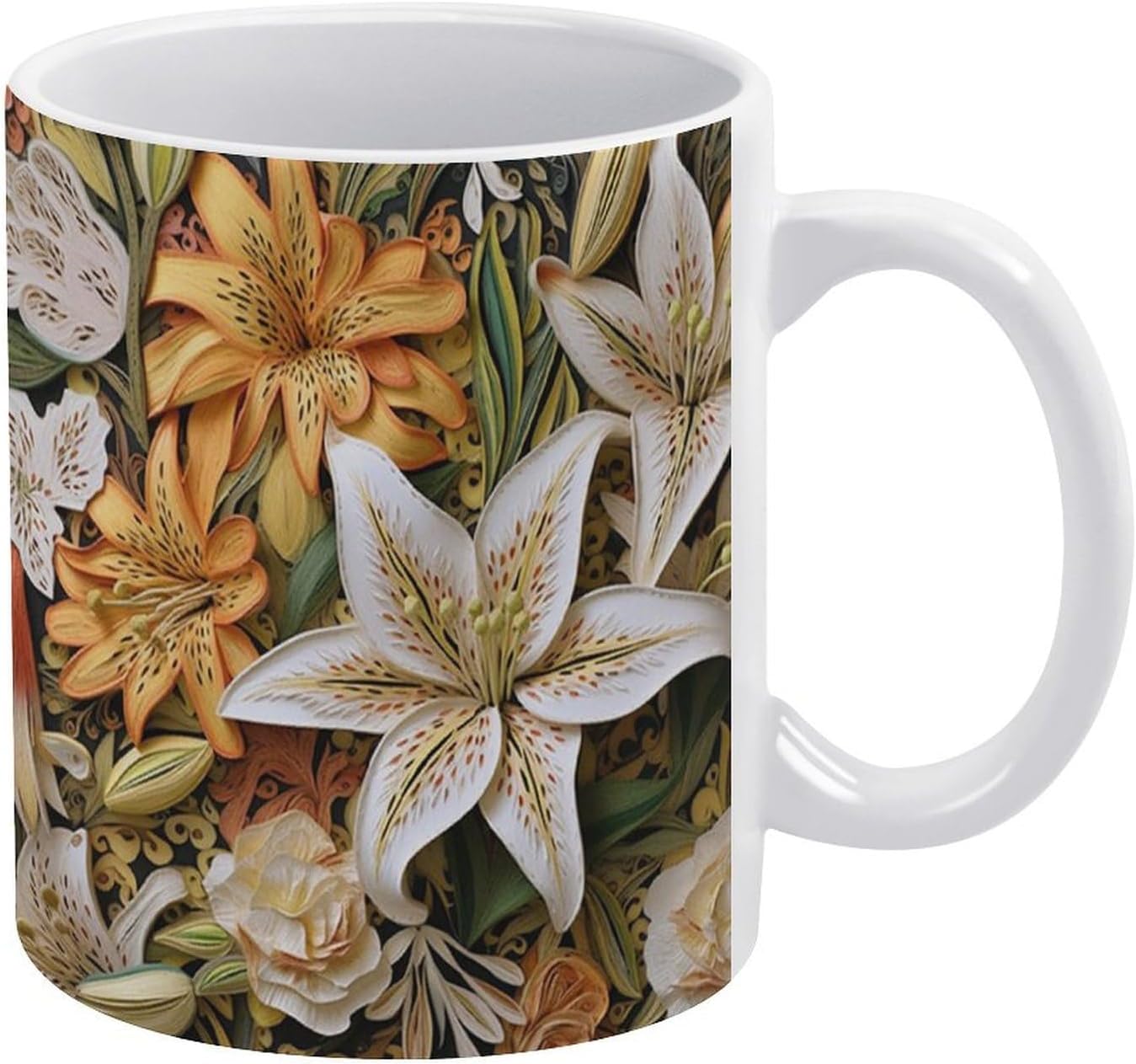 Amazon.com: Compladeta 3D Floral Paper Quilling Mug, 3D Lily Mug Wrap ...