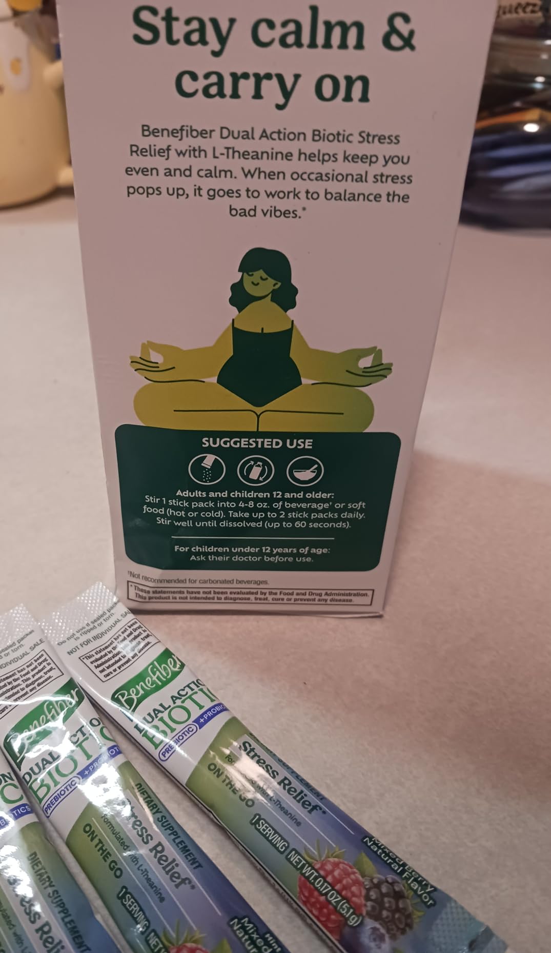 Amazon.com: Benefiber Dual Action Biotic Plus Stress Relief, 18 Count ...