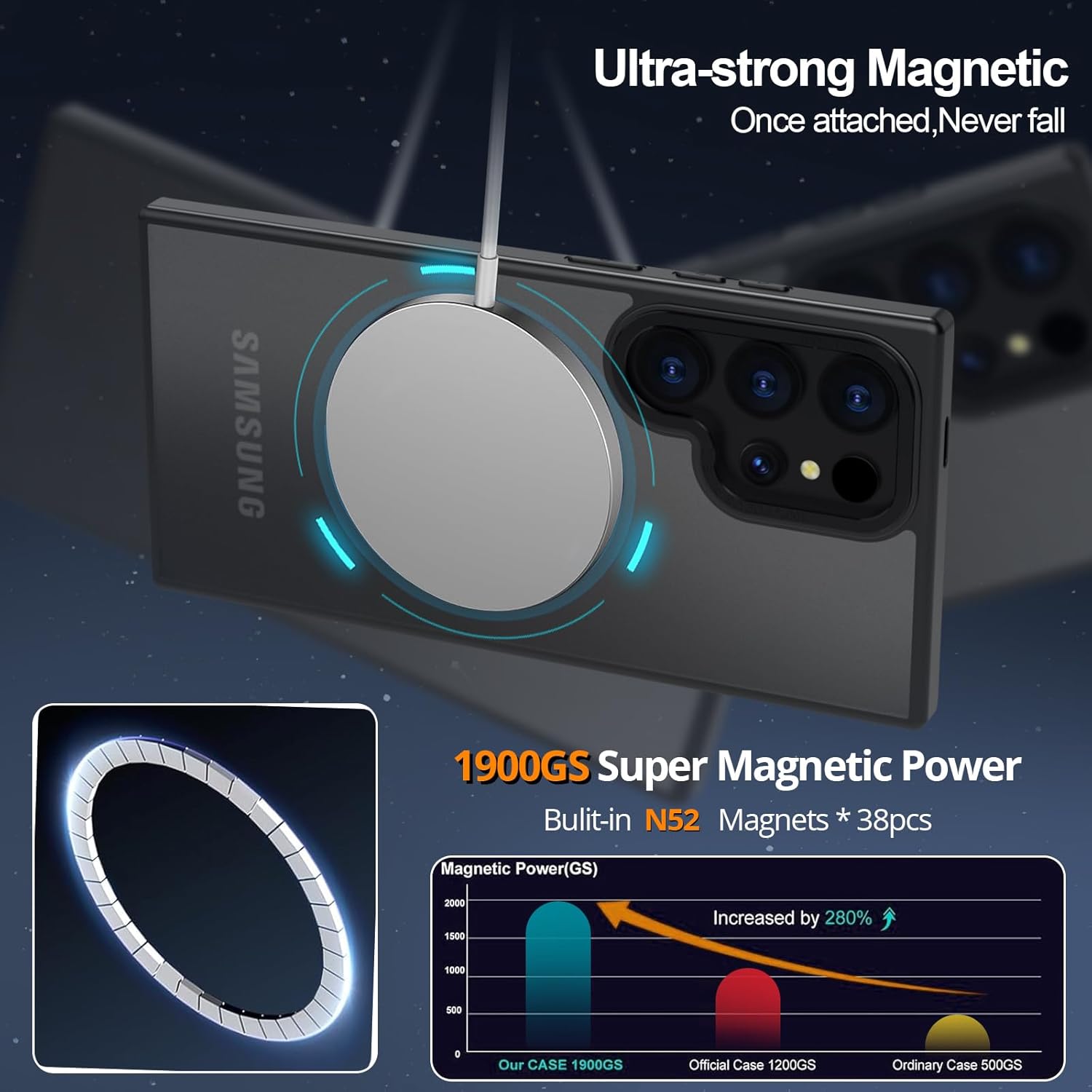 AREDAN Soporte invisible giratorio de 360 para Samsung Galaxy S24 Ultra ...