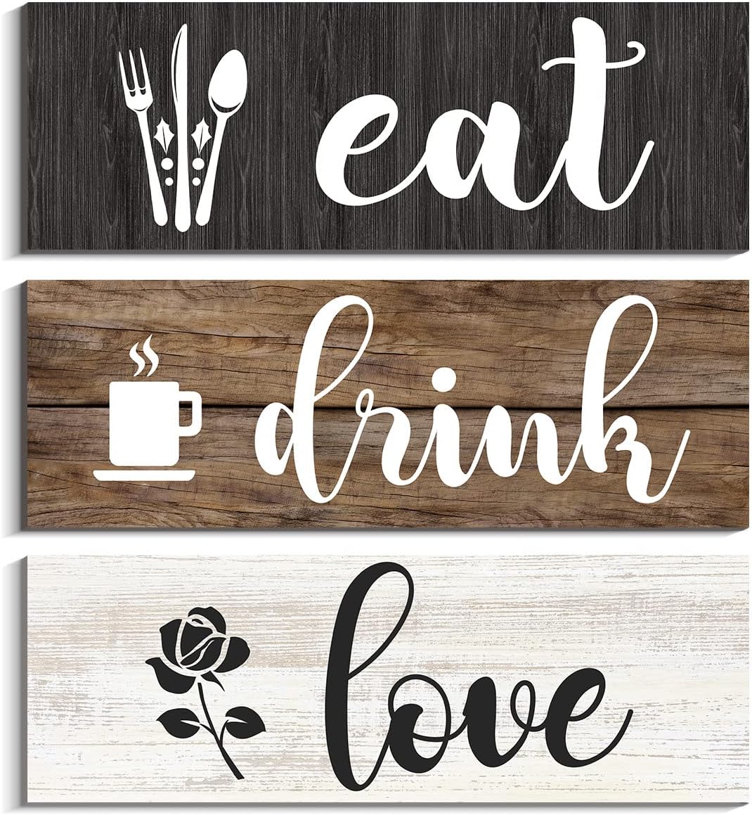 Amazon.com: Kitchen Signs Wall Decor, 3 Pieces Home Kitchen Wall Art ...