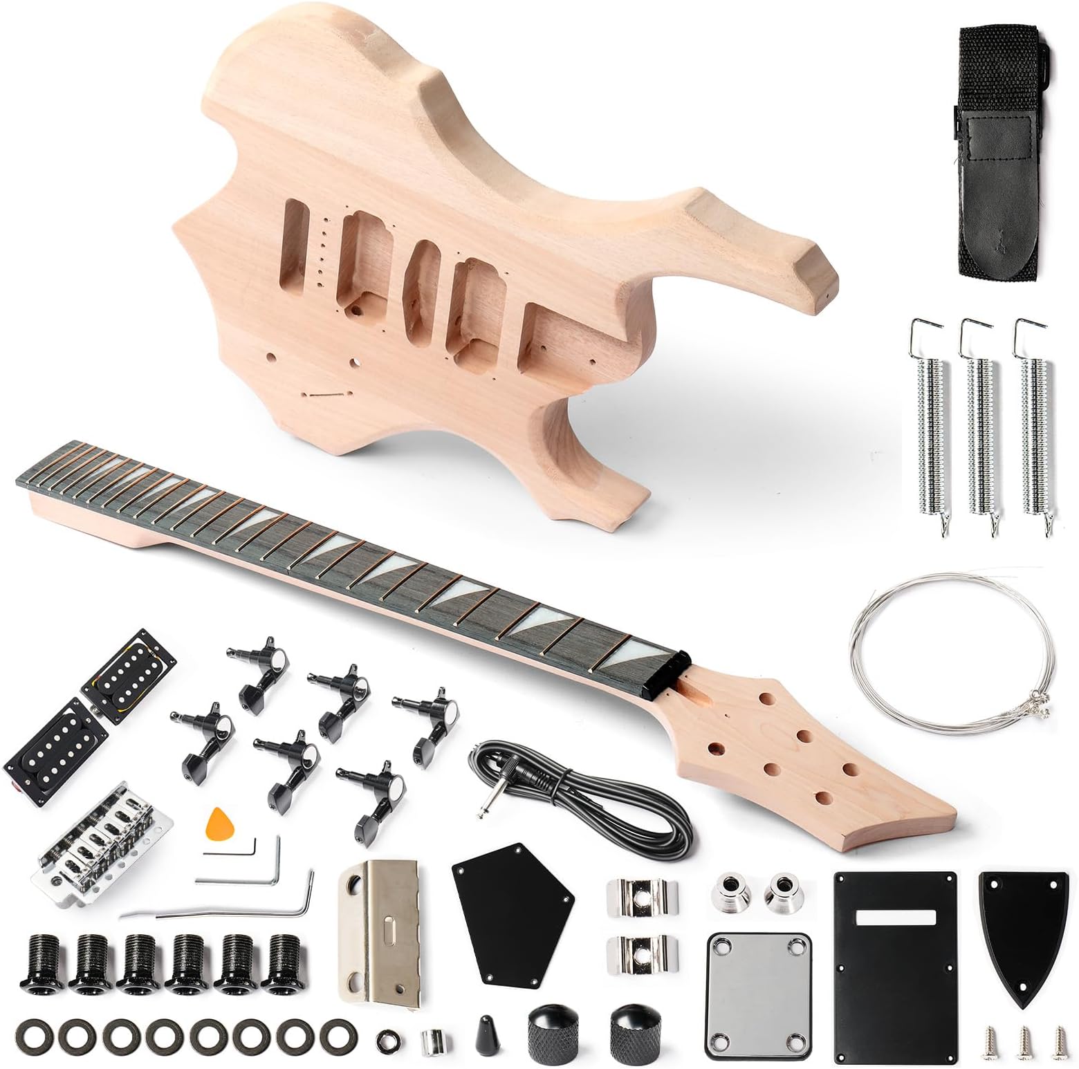 Amazon.com: Glarry DIY Electric Guitar Kit, 6 Strings Guitar Kit with ...