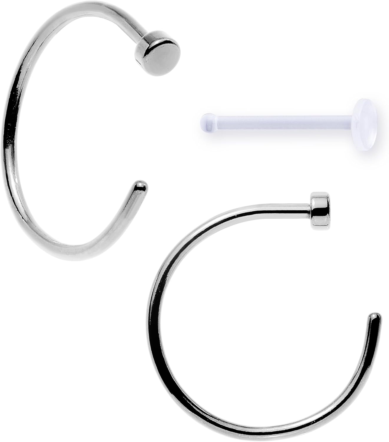 Amazon.com: Body Candy Retainer and Pack of 2 Stainless Steel Nose Hoop ...