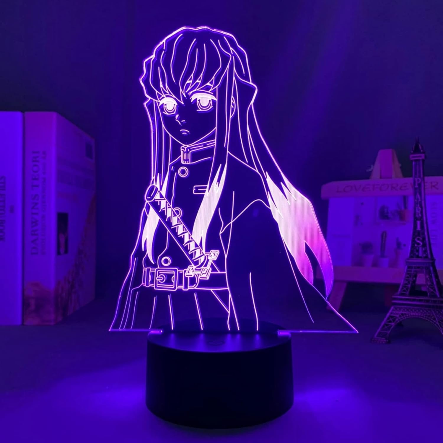 FLYALOE Anime Demon Slayer Muichiro Tokito figur LED 3D lamp for ...
