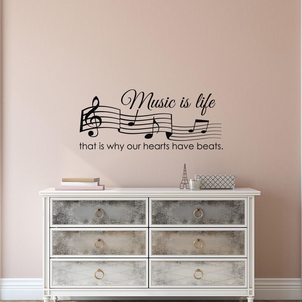 Music Wall Decal - Music Is Life That Is Why Our Hearts Have Beats ...