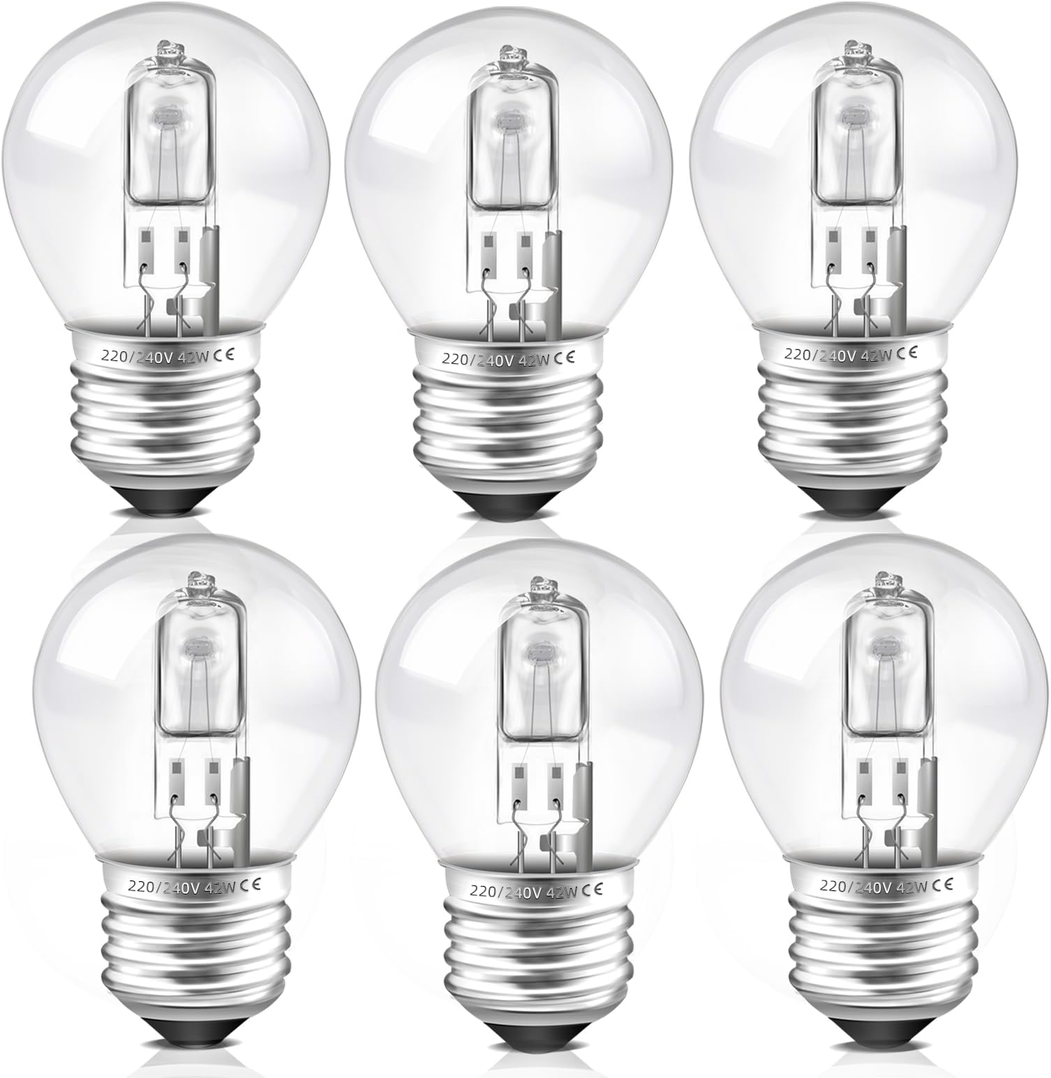 42W Halogen E27 G45 Golf Ball Bulb, 2700K Warm White Dimmable Edison ...