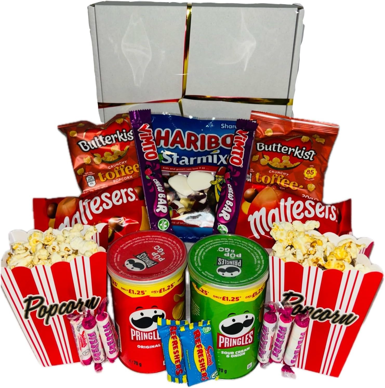 Movie Date Night Savoury Snack Sweets Pringles Popcorn Box Hamper Gift ...