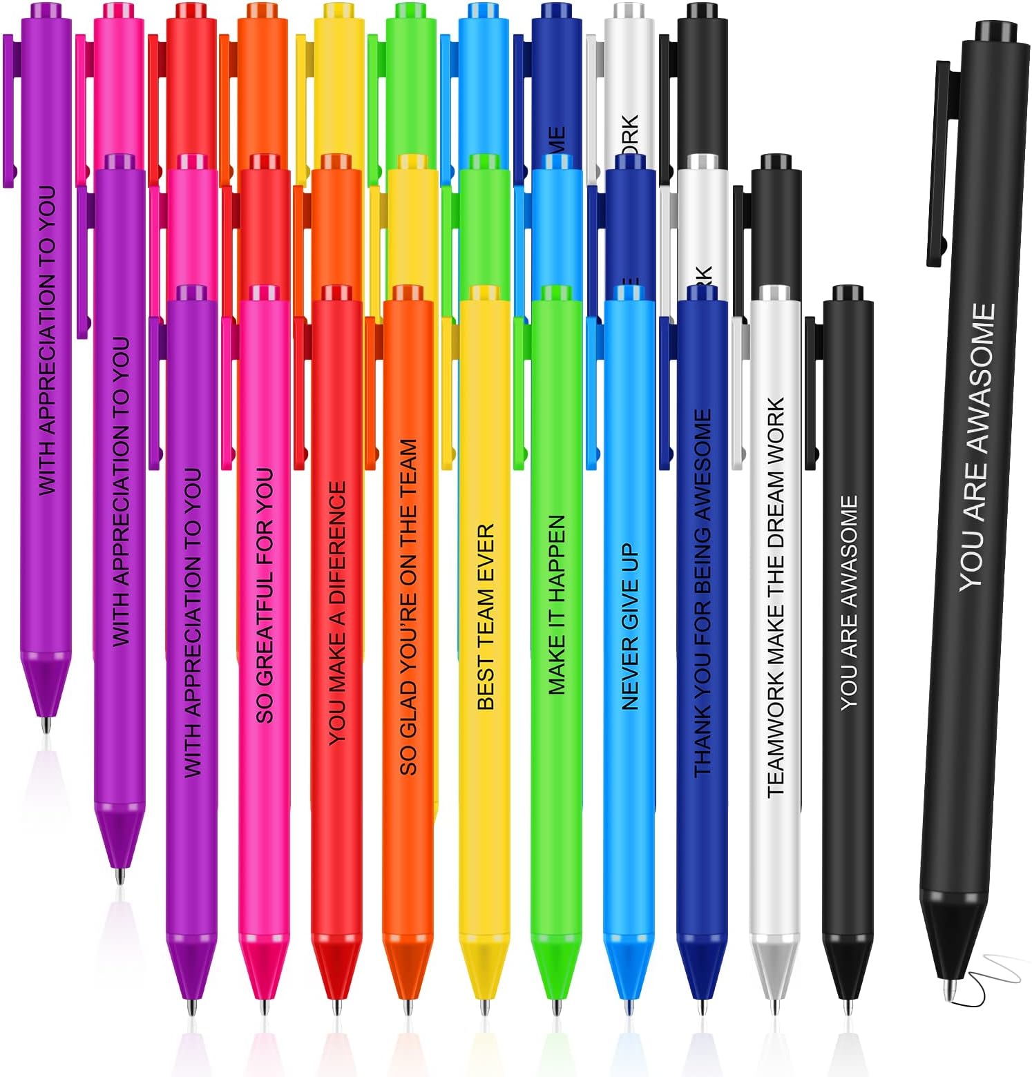 Amazon.com : Color Changing Push Pens with Smiley Face and Motivational ...