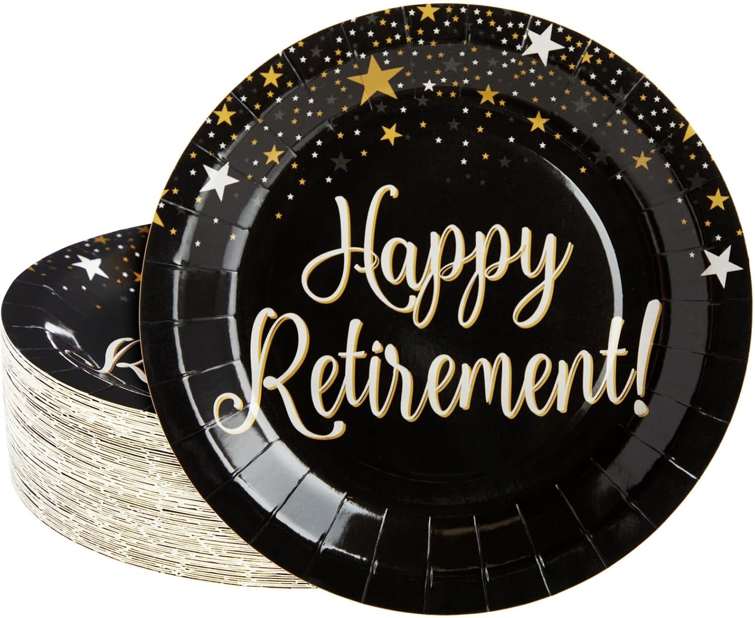Amazon.com: BLUE PANDA 80 Pack Happy Retirement Paper Plates for Party ...