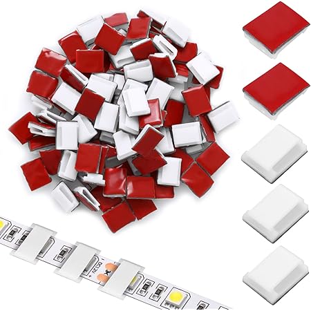 60 PCS Light Strip Mounting Clips White Self Adhesive Led Light ...