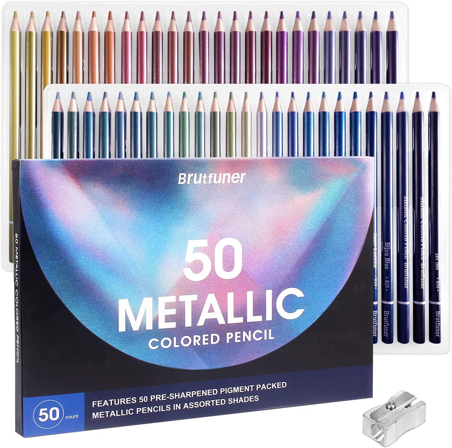 Amazon.com : LBW 50 Metallic Colored Pencils Set Metallic Pastel ...