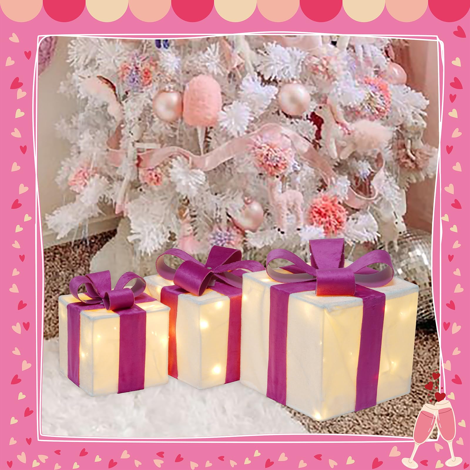Snapklik.com : Valentines Day Lighted Pink Gift Boxes