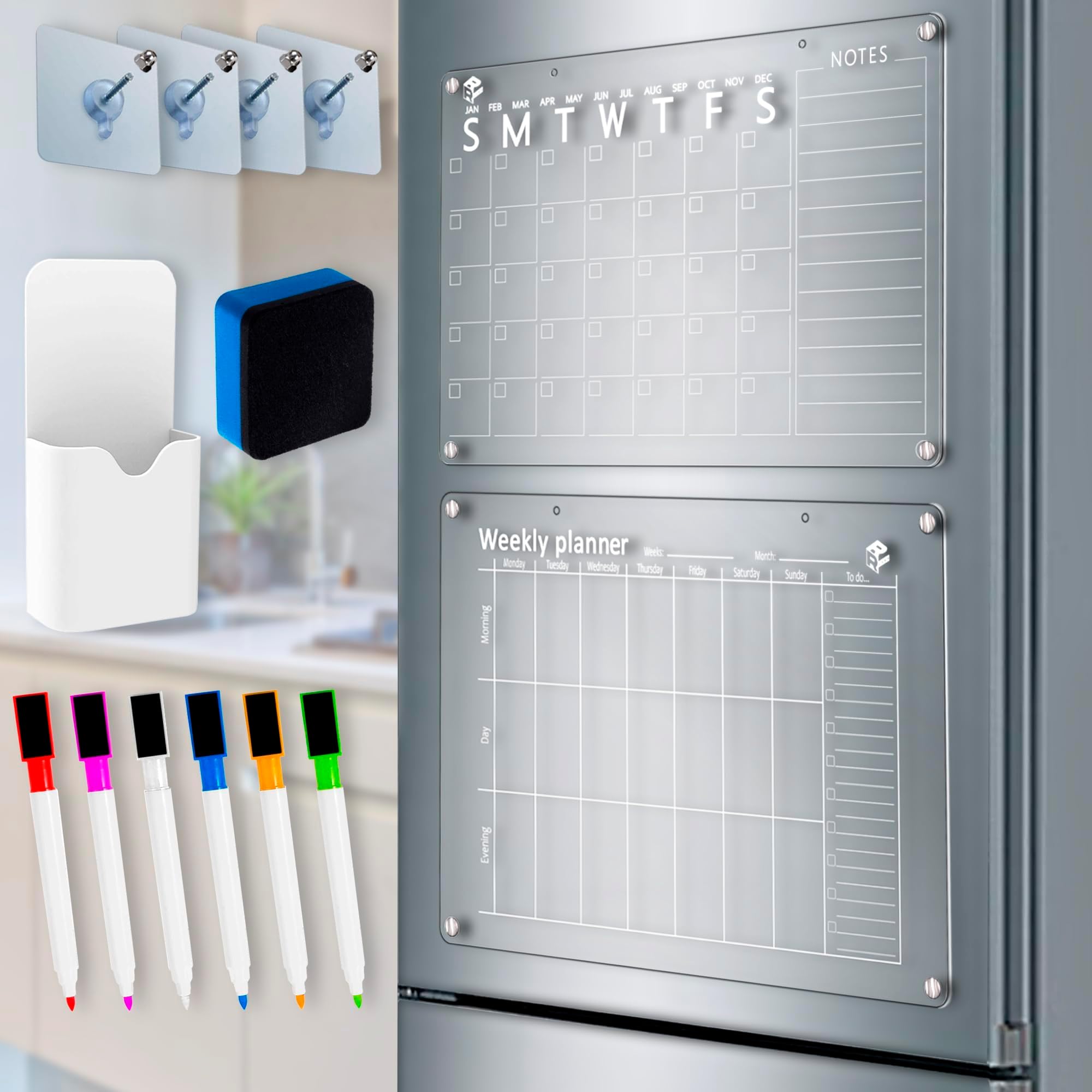 Amazon.com : Magnetic Fridge Calendar with Monthly and Weekly Clear ...