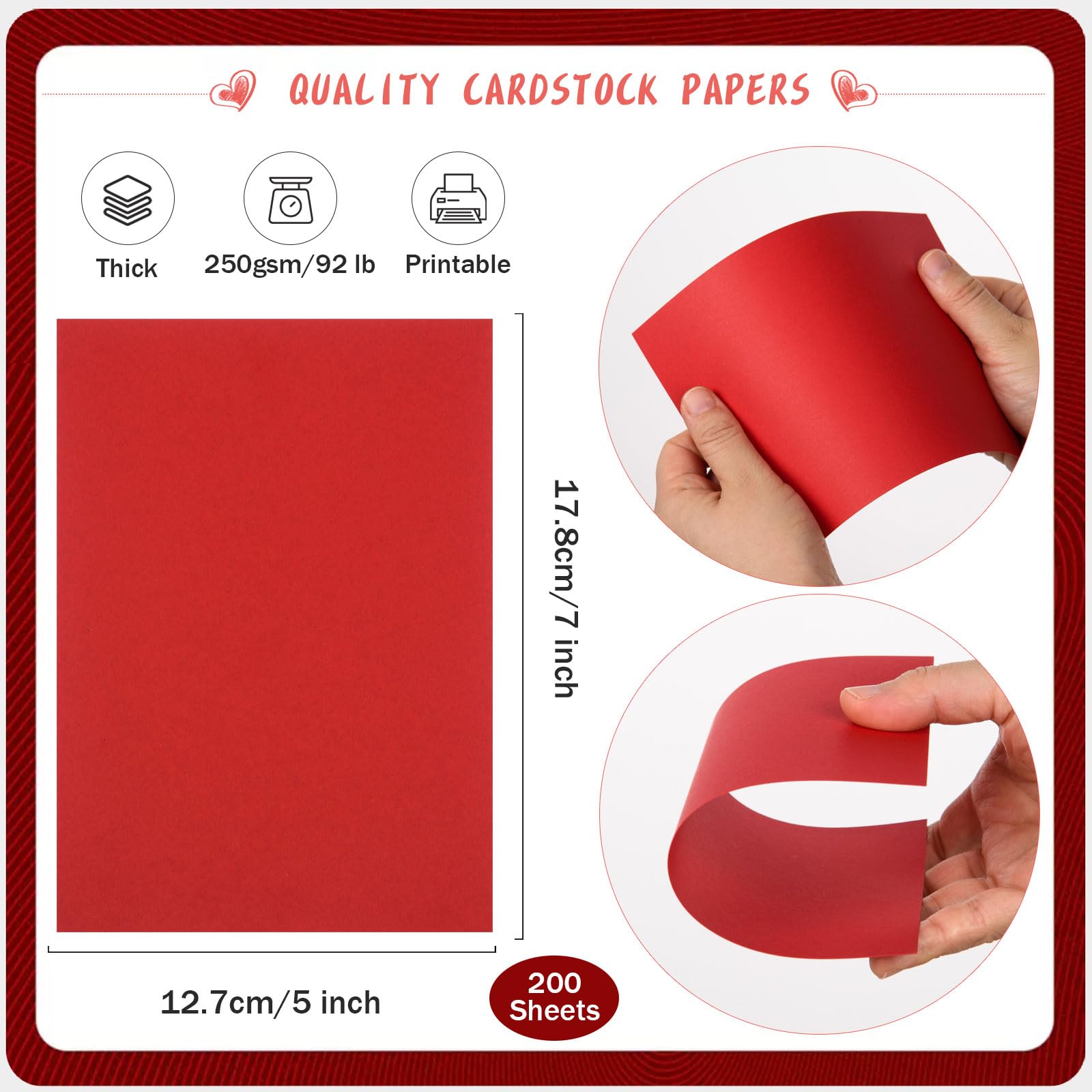 Snapklik.com : 200 Sheets 5x7" Cardstock Paper Blank 250gsm/92 Lb Thick ...