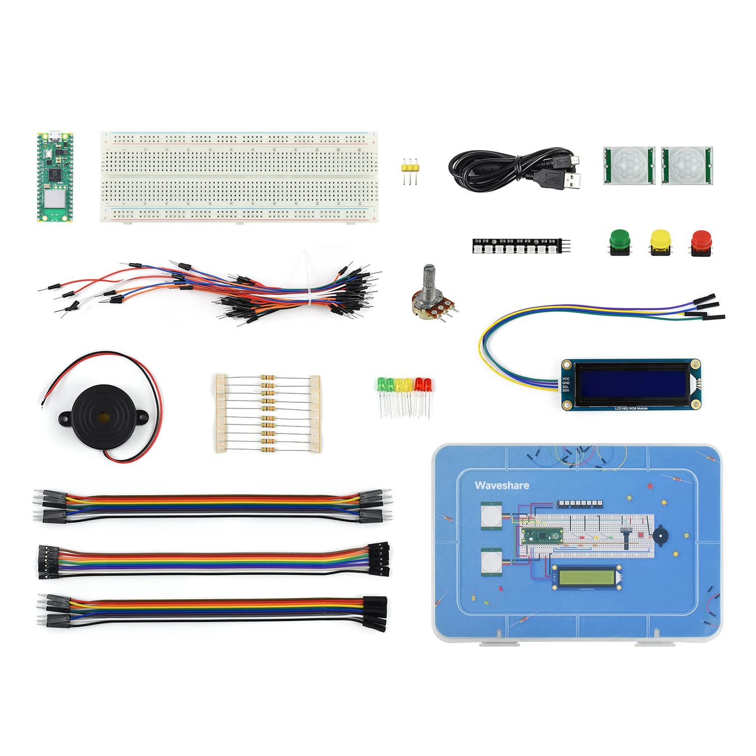 Buy Waveshare Pi Pico Microcontroller Basic Kit, Based on Official ...