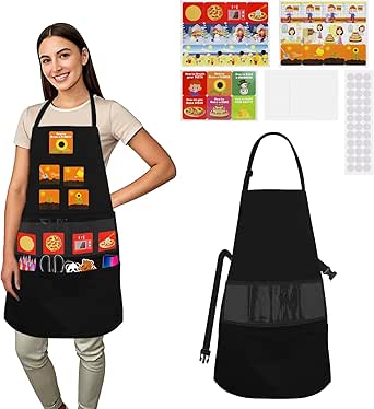 Amazon.com: AKAYOK Black Felt Apron with 35 Cards Adjustable Bib Apron ...