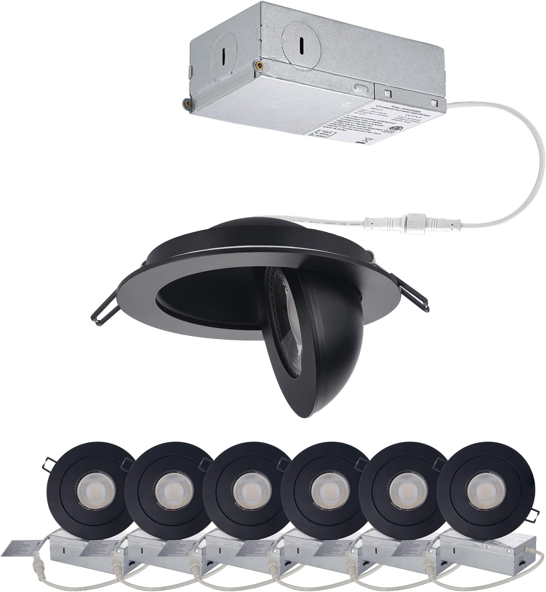YUURTA 4-Inch 9W 360°+90° Eyeball Adjustable Recessed LED Gimbal Light ...