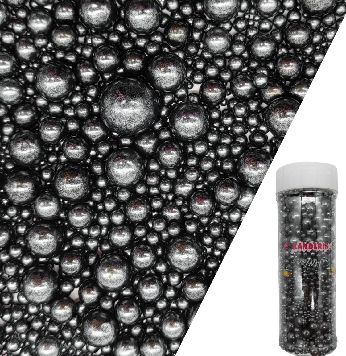 Amazon.com: Edible Black Sugar Pearls Sprinkles Candy Mix Size Pearls ...