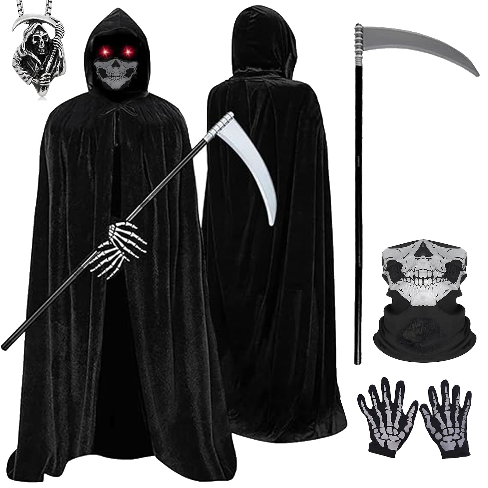 Tbczvx 5 Pcs Grim Reaper Costume, Grim Reaper Cloak, Halloween Costumes ...