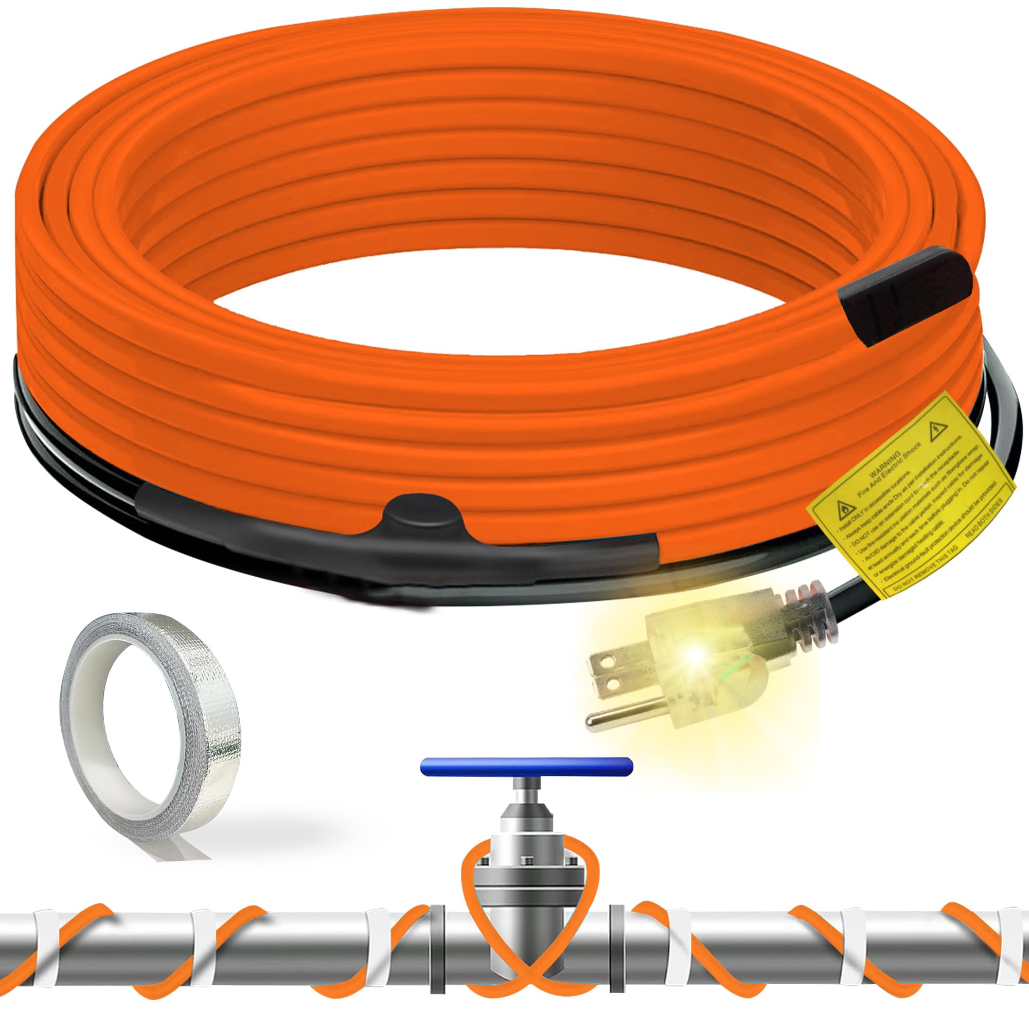 Snapklik.com : Lenotos Heat Tape For Water Pipes, 120FT Heat Cable For ...