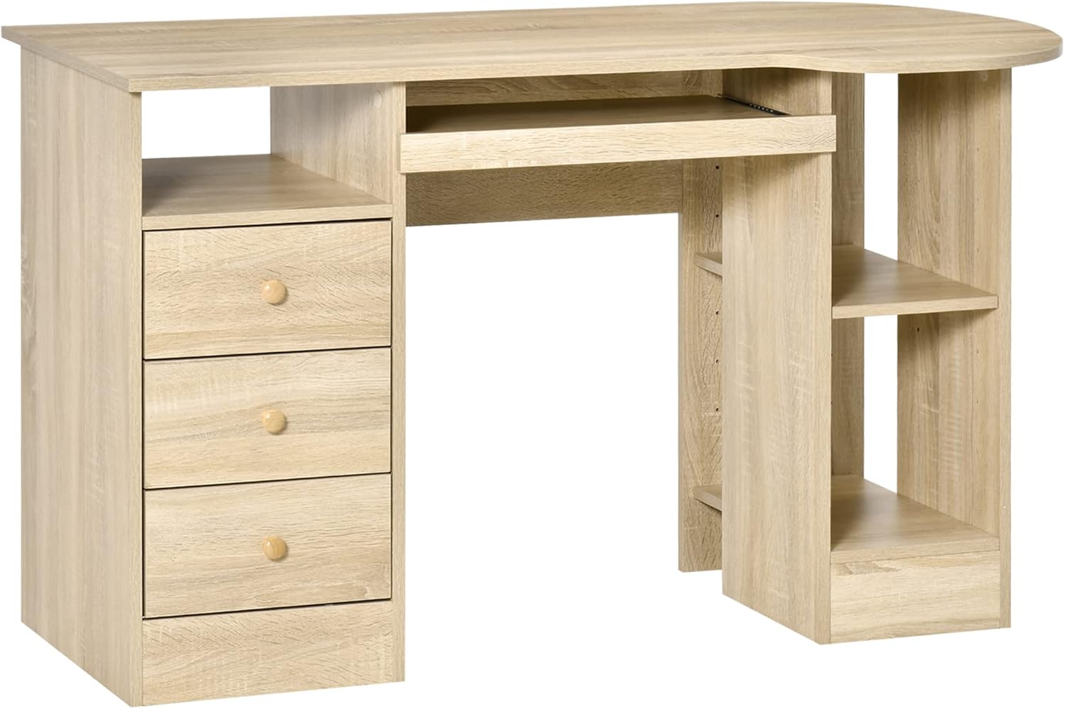 HOMCOM Computer Desk with Drawers, Home Office Desk with Keyboard Tray ...