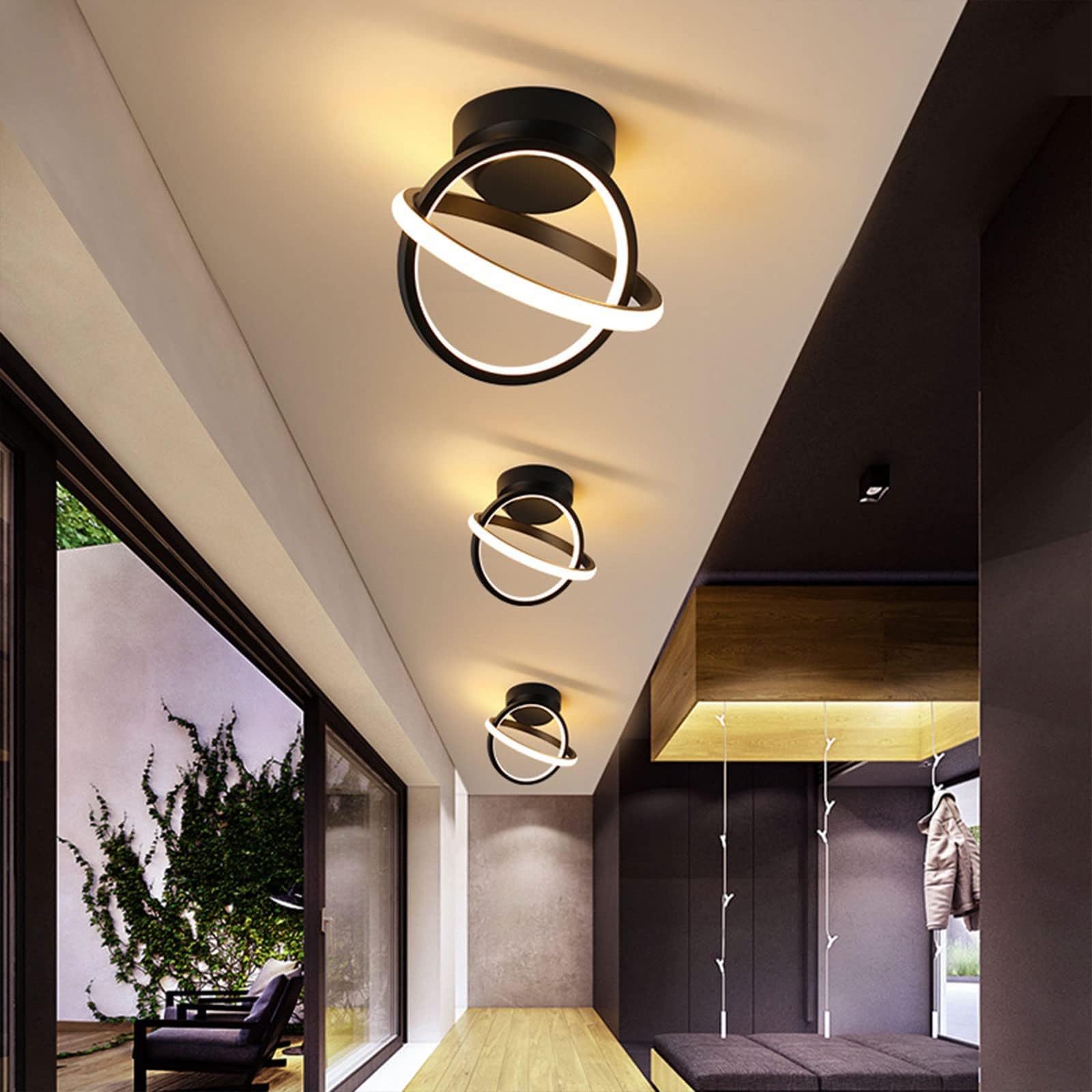 CANEOE Black Led Ceiling Light, 3000K Modern LED Ceiling Lighting ...